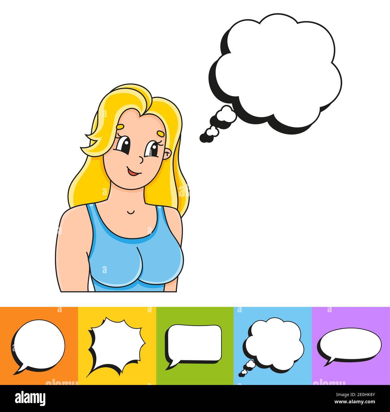 Set of speech bubbles of different shapes. With a cute cartoon ...