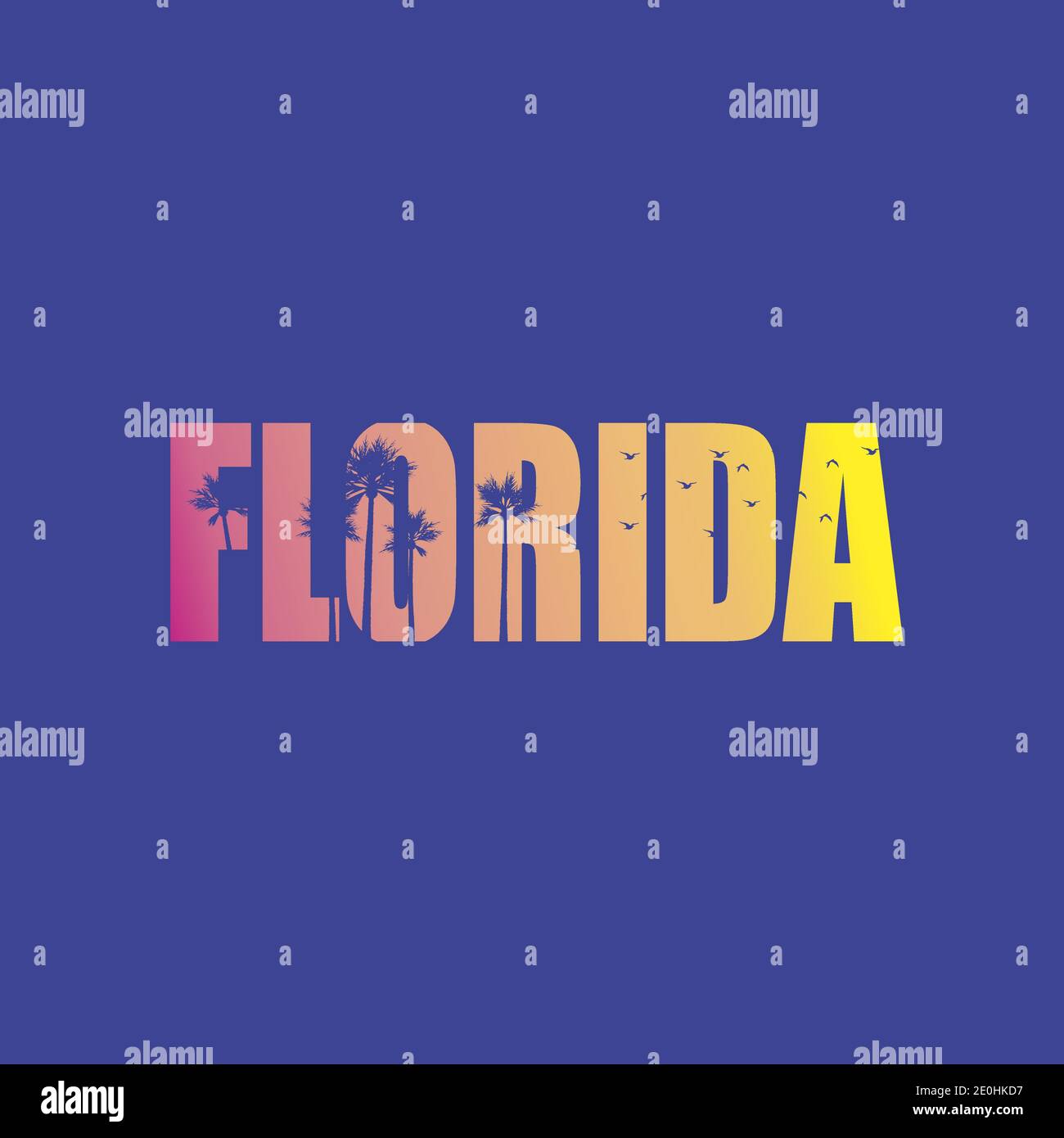 Florida. Modern dry brush lettering. Retro typography print. Vector ...