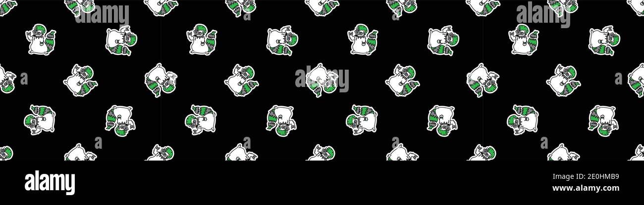Punk rock raccoon vector seamless border. Simple alternative banner ...