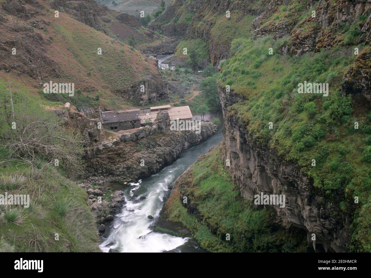 Historic powerhouse, White River Falls State Park, Oregon Stock Photo ...