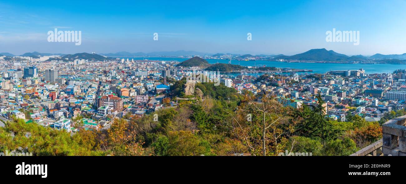 MOKPO, KOREA, NOVEMBER 6, 2019: Aerial view of port of Mokpo, Republic ...