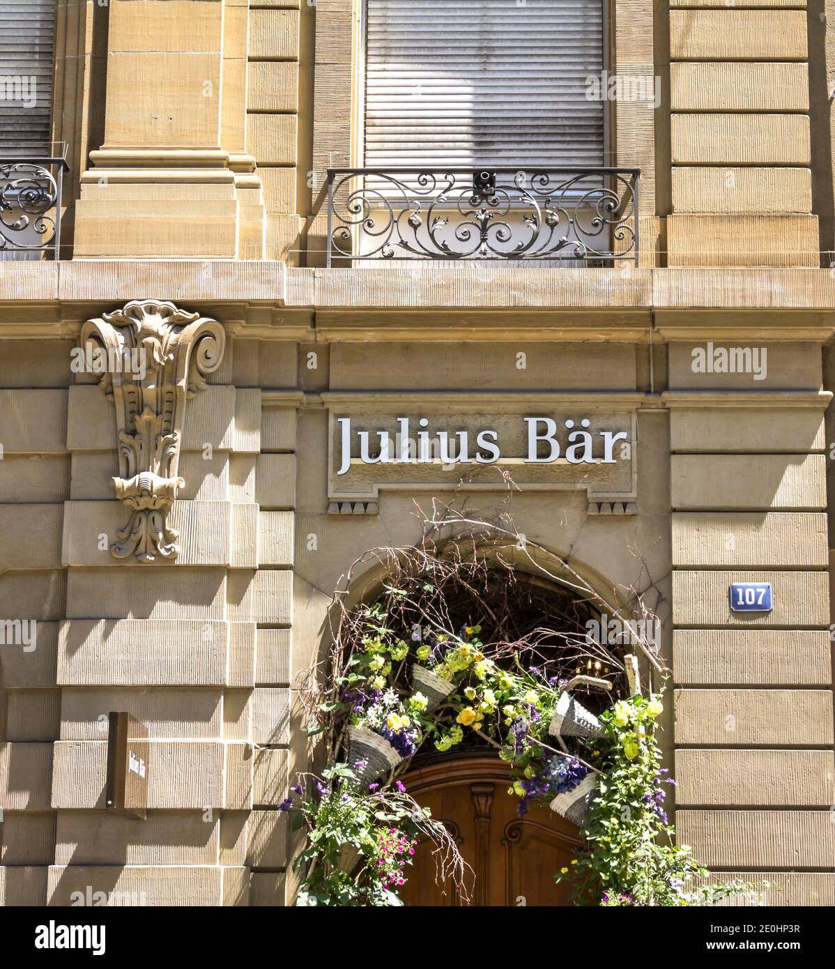 Basel, SWITZERLAND - July 1, 2019: Julius Bar private bank in Basel ...