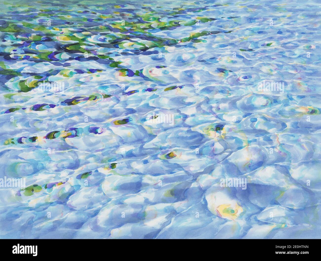 Blue crystal water with transparent waves watercolor background Stock ...