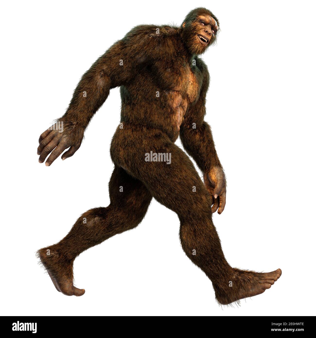 3D rendering of a Sasquatch or Bigfoot isolated on white background ...