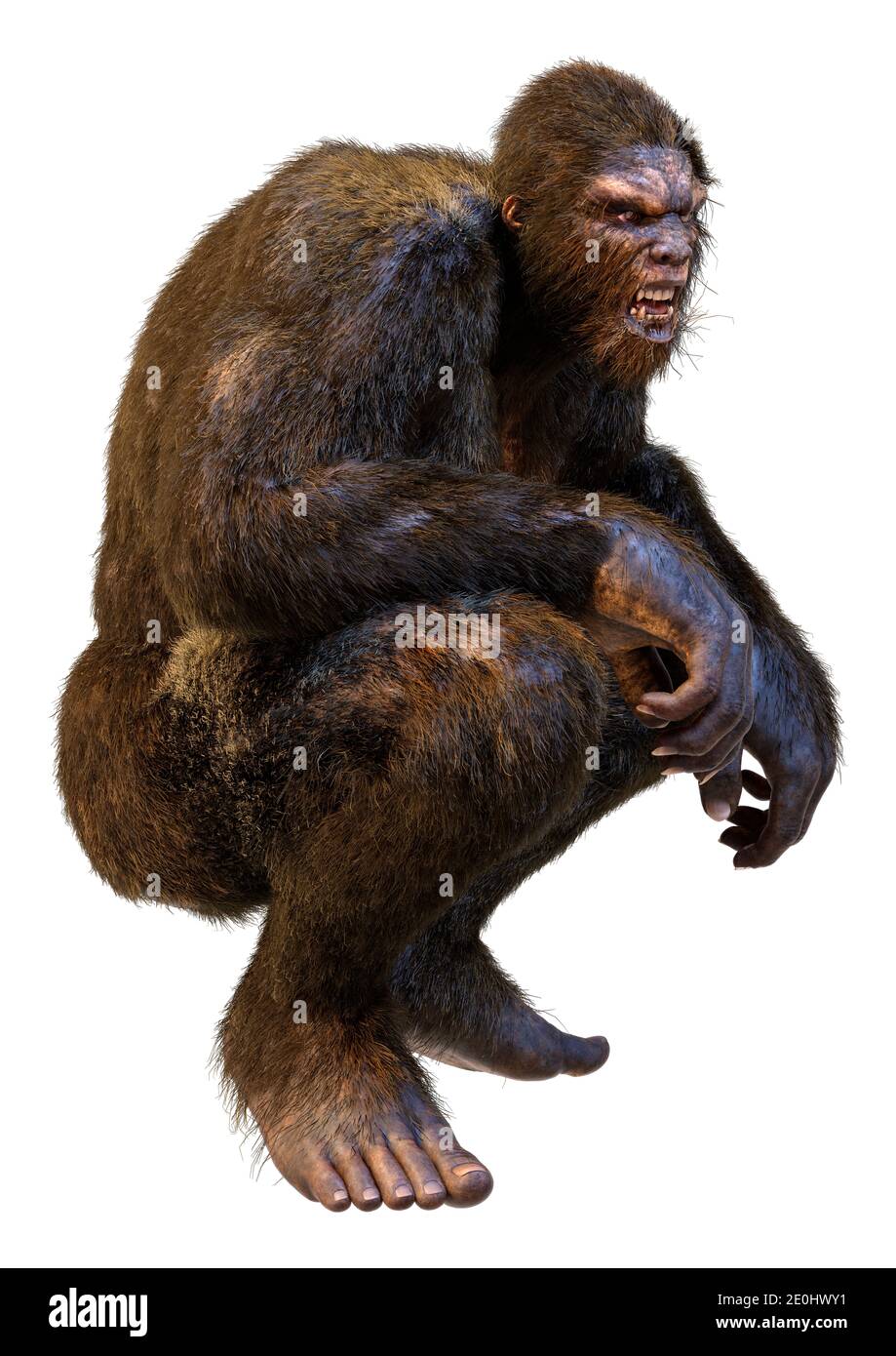 3D rendering of a Sasquatch or Bigfoot isolated on white background ...
