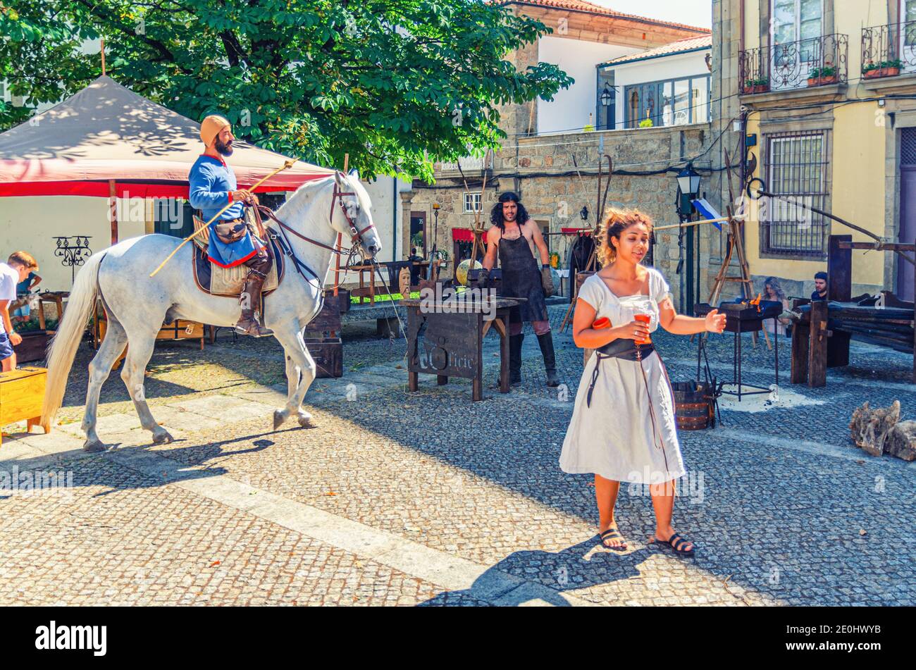 Guimaraes, Portugal, June 24, 2017: rider warrior on horse, blacksmith ...