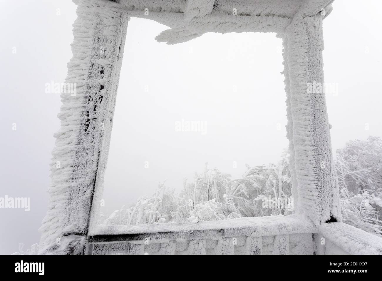 hunting observatory covered in frozen snow in winter Stock Photo - Alamy