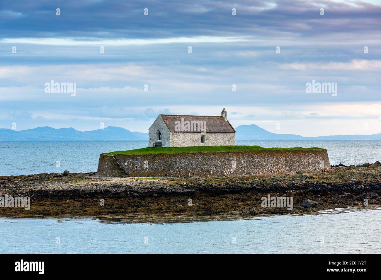 St Cwyfan's church Anglesey, North Wales Stock Photo - Alamy