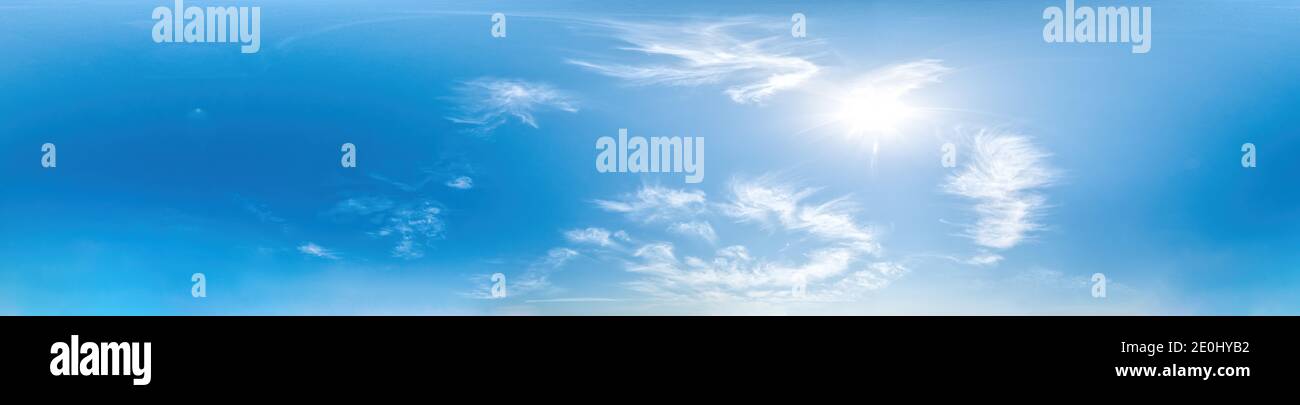 Blue sky with light clouds Seamless panorama in spherical ...