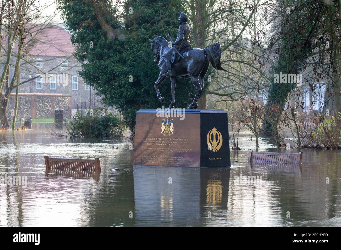 Picture dated December 28th shows Thetford town centre in Norfolk which ...