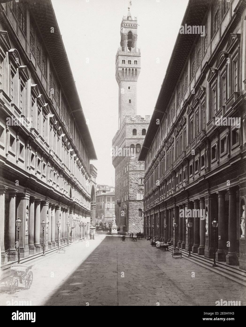19th century vintage photograph - portico of the Uffizi Gallery ...