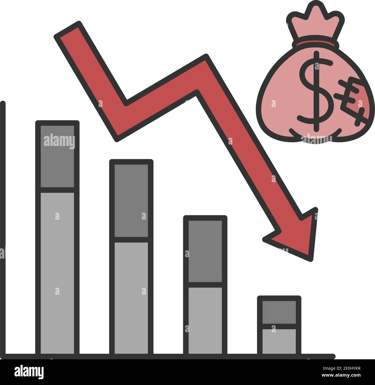 Economic crisis concept. Isolated on white background Stock Vector ...