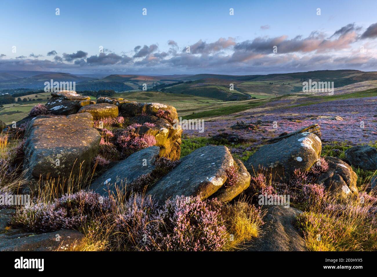 Last light at Millstone Edge, Peak District National Park, Derbyshire ...
