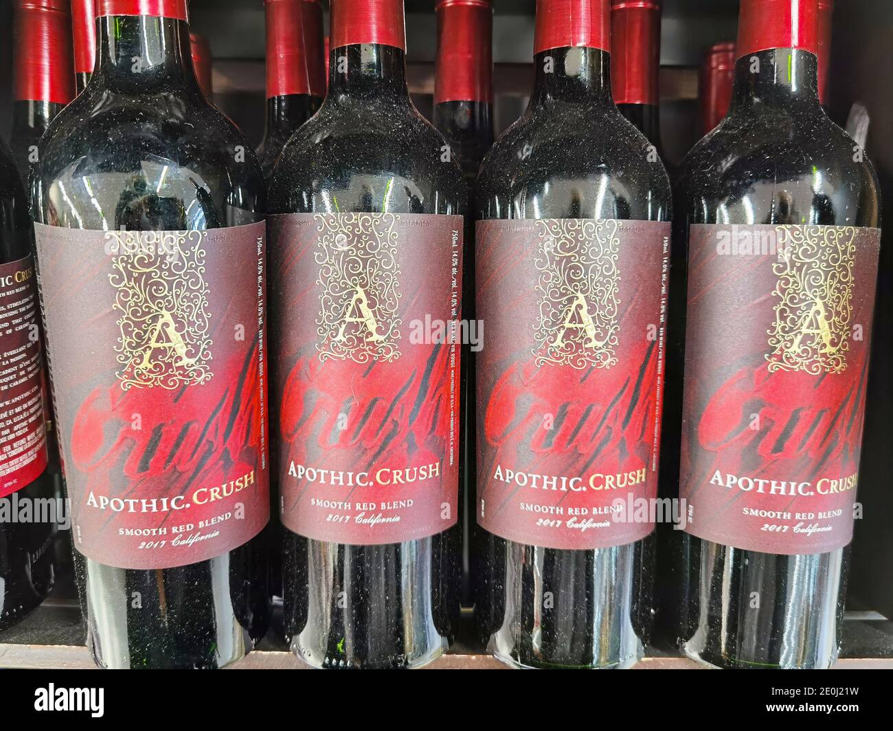 Berlin, Germany - December 29, 2020: View to a shelf with different ...