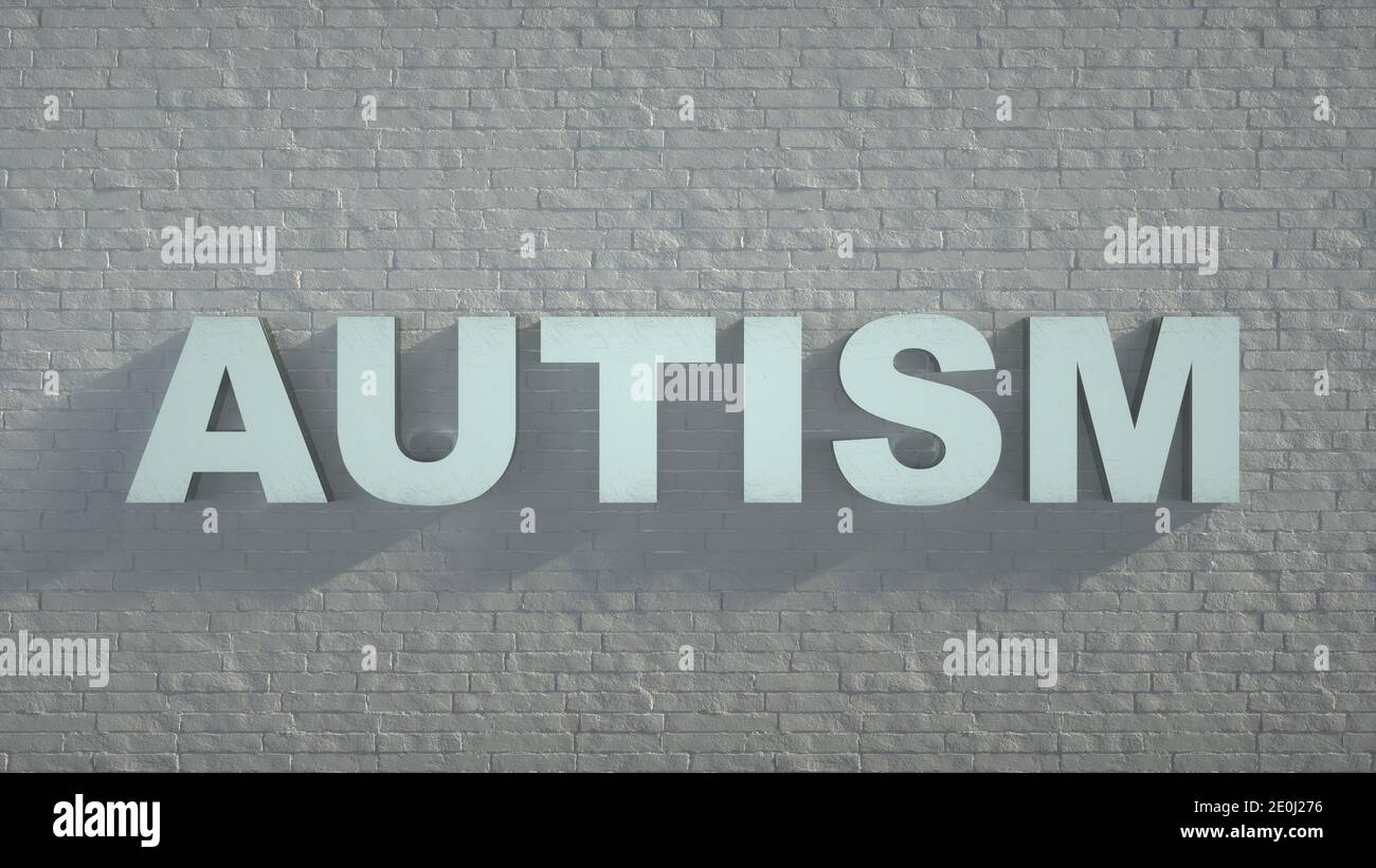 AUTISM -Realistic Metal Sign on White Brick Wall background - 3D ...