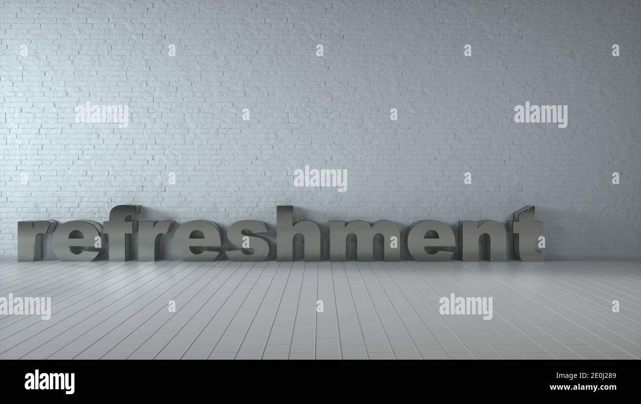 REFRESHMENT - Realistic Metal Sign in an empty classic room. 3D ...