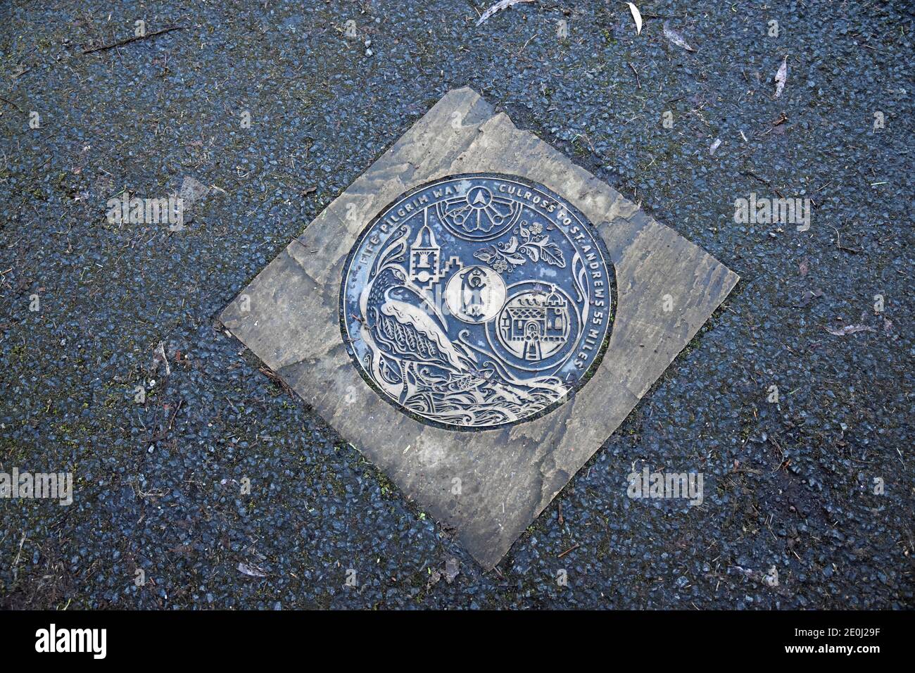Road plaque for the Pilgrim's Way, a long distance walking route in ...