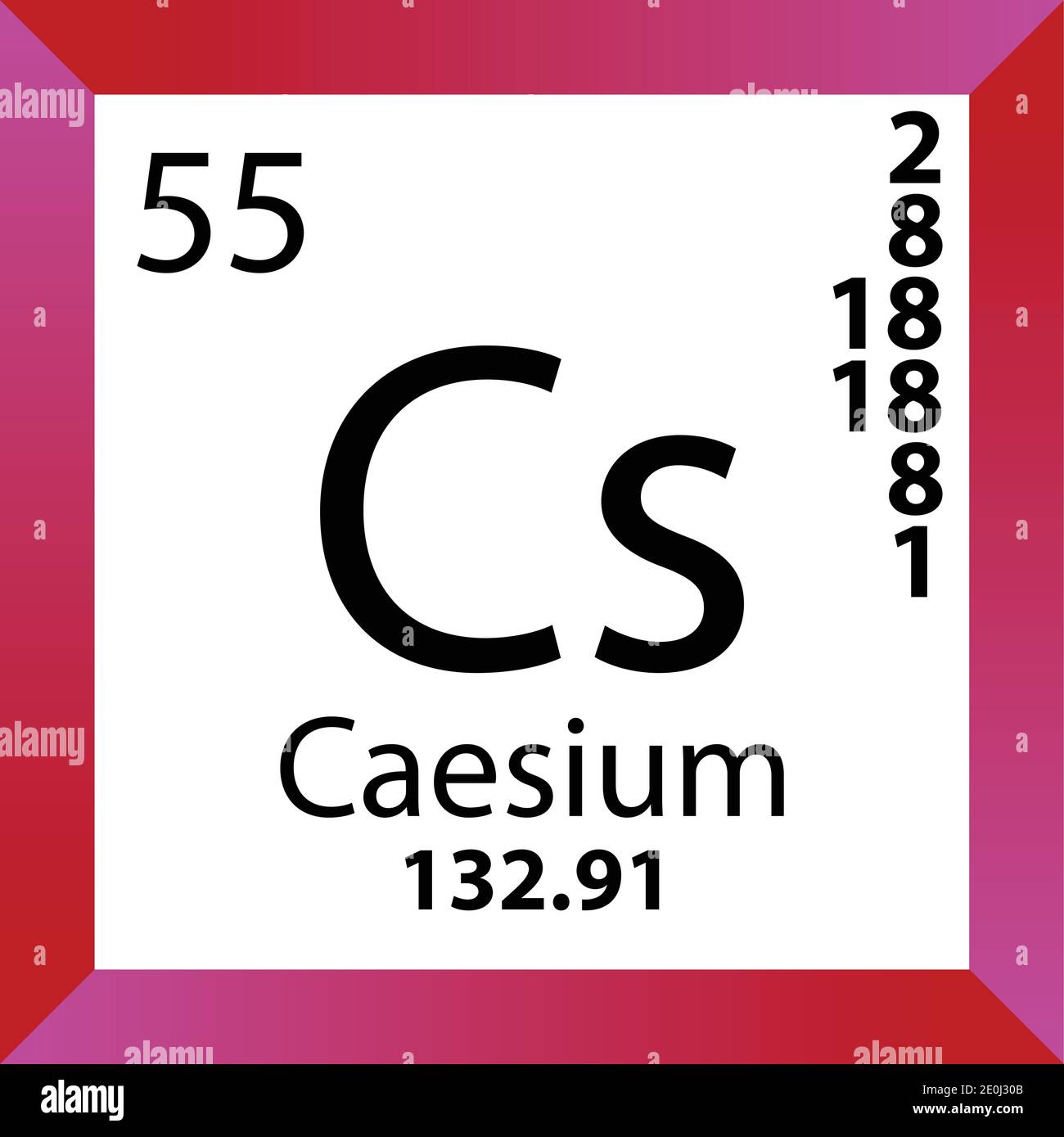 Cs Caesium Chemical Element Periodic Table. Single vector illustration, colorful Icon with molar ...