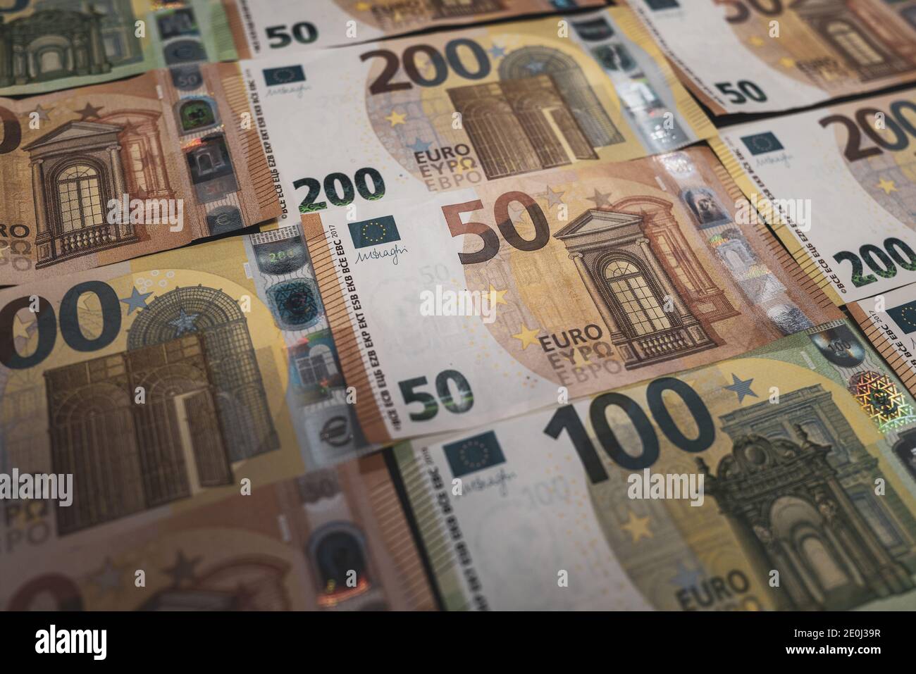 Various euro banknotes spread hi-res stock photography and images - Alamy