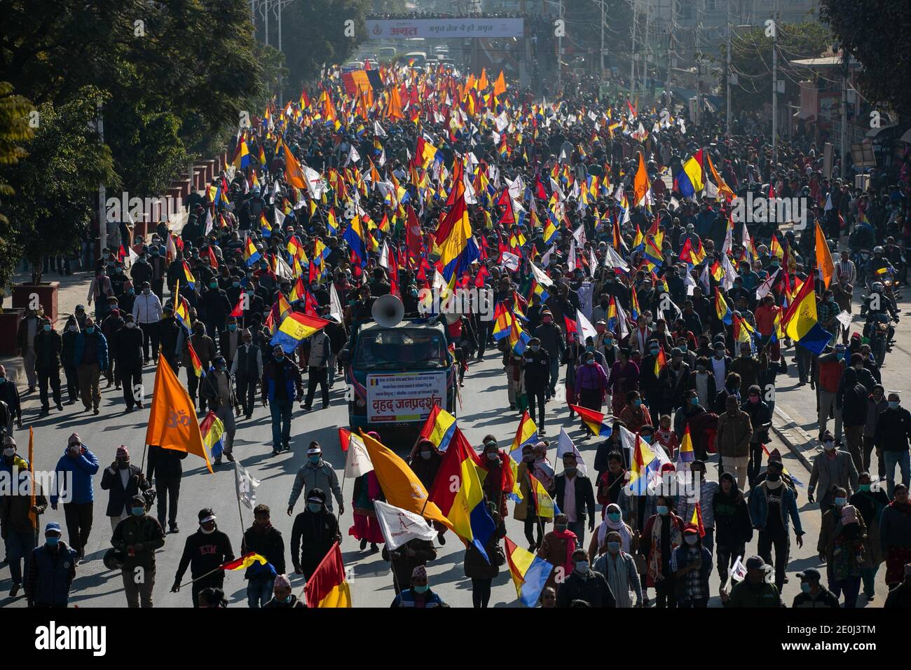 Hundreds of protesters from the Rashtriya Prajatantra Party (RPP ...