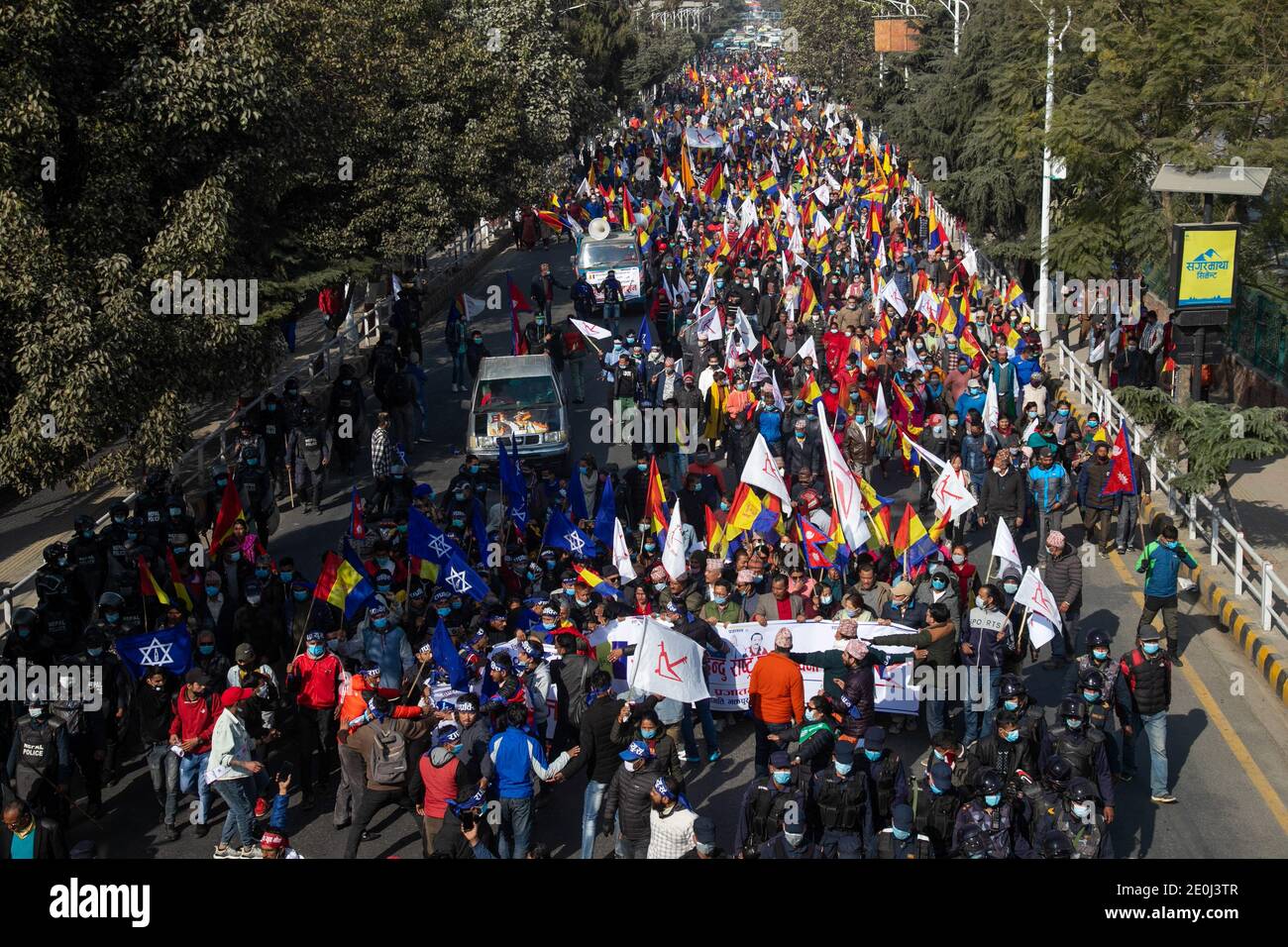 Hundreds of protesters from the Rashtriya Prajatantra Party (RPP ...