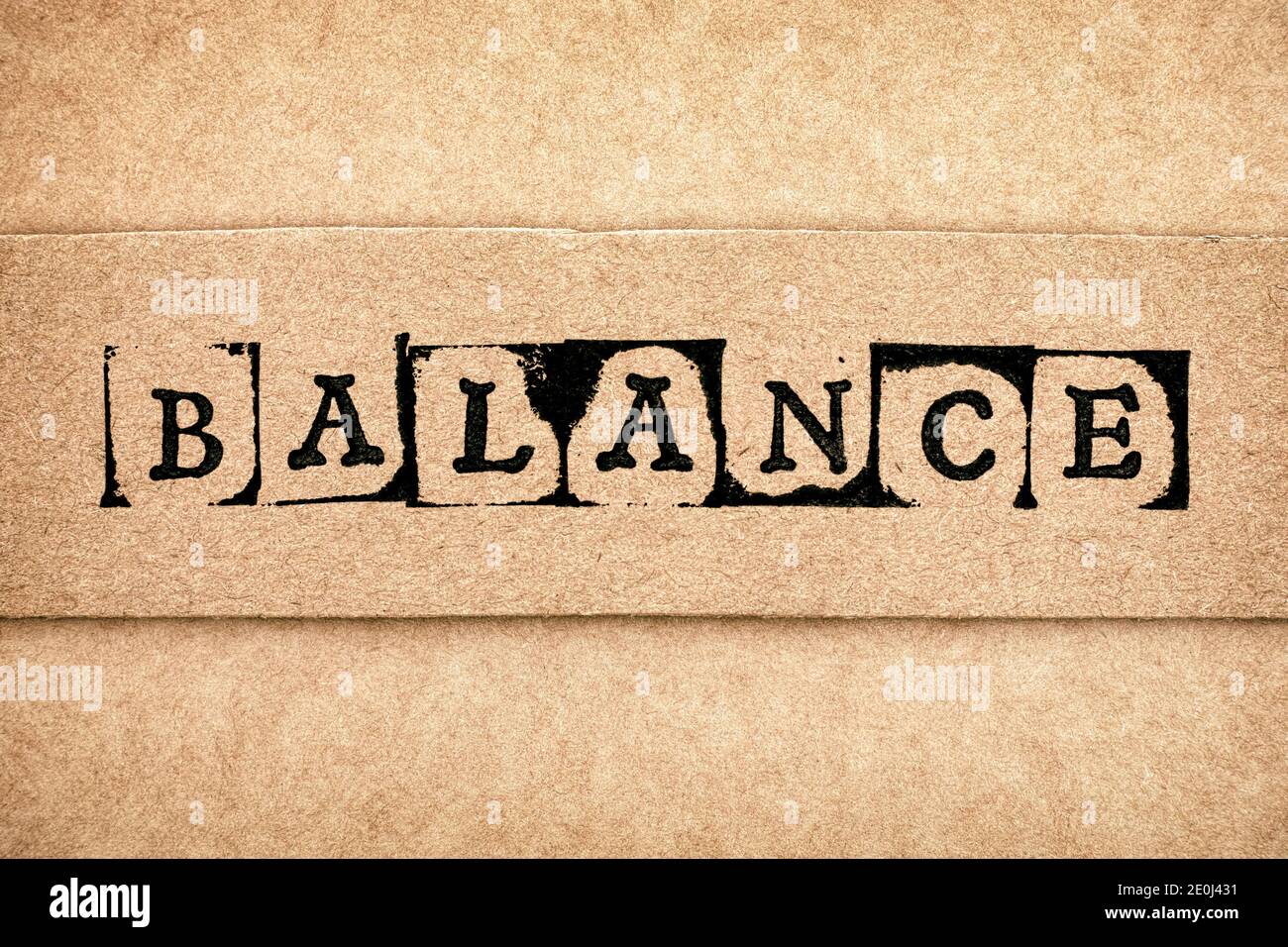 Cardboard with word Balance made by black alphabet stamps Stock Photo ...