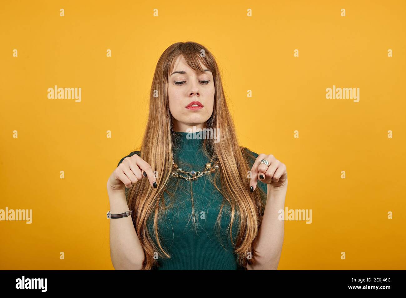 Hand pointer with forefinger pointing down. Index finger to show ...