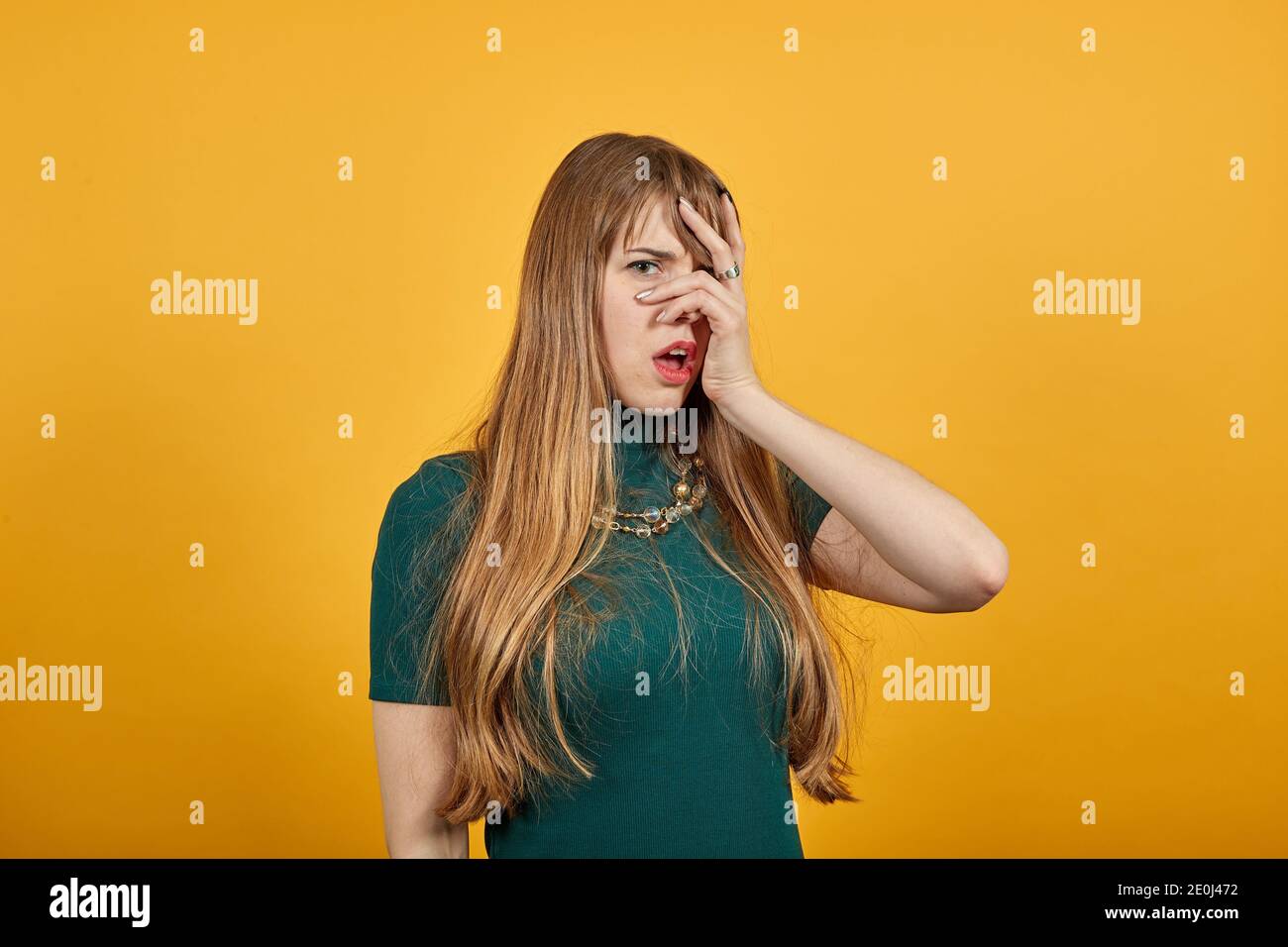 Stressed covered face with hands, crying feels desperate. Fear,shame ...