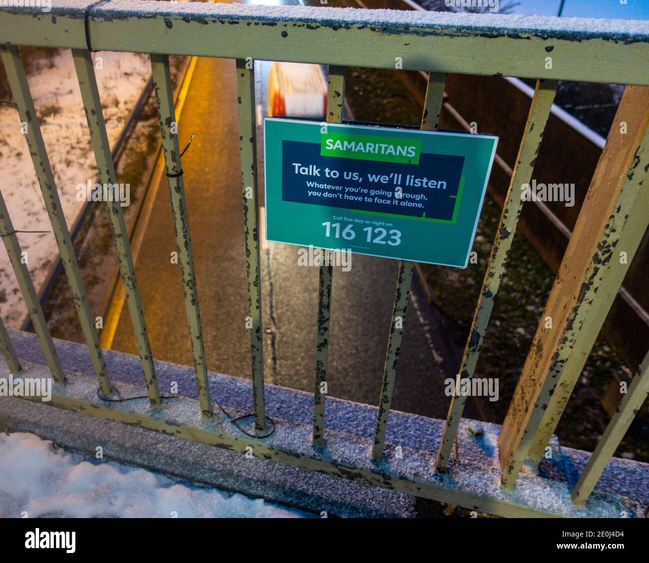 Samaritans sign on a road bridge attempting to prevent suicides by ...