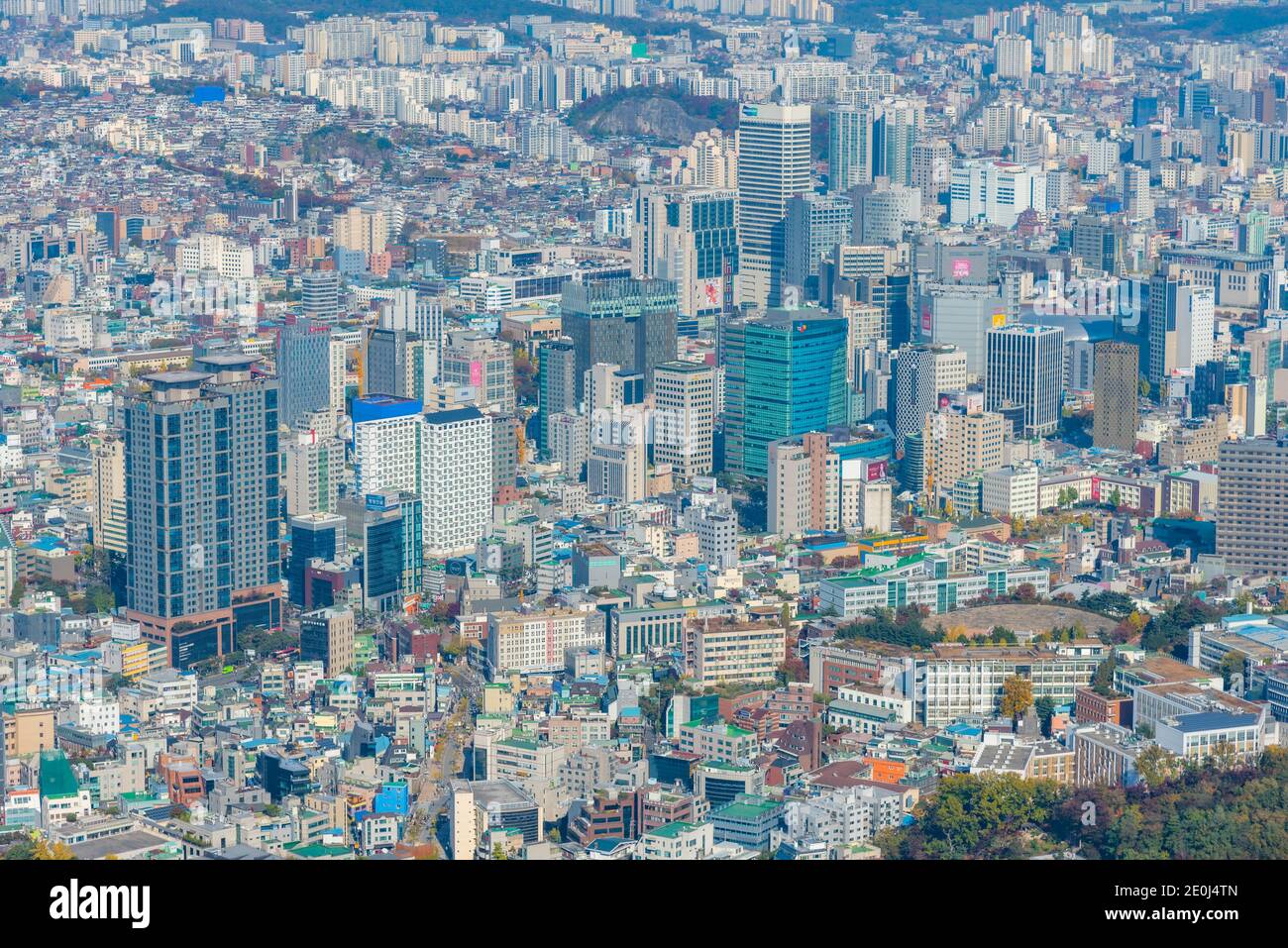 SEOUL, KOREA, NOVEMBER 7, 2019: Aerial view of downtown seoul from ...