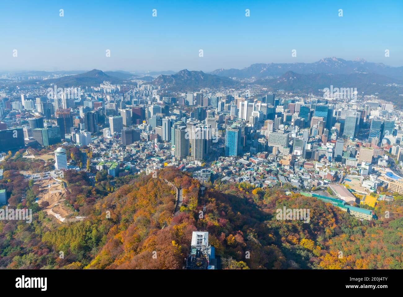 SEOUL, KOREA, NOVEMBER 7, 2019: Aerial view of downtown seoul from ...