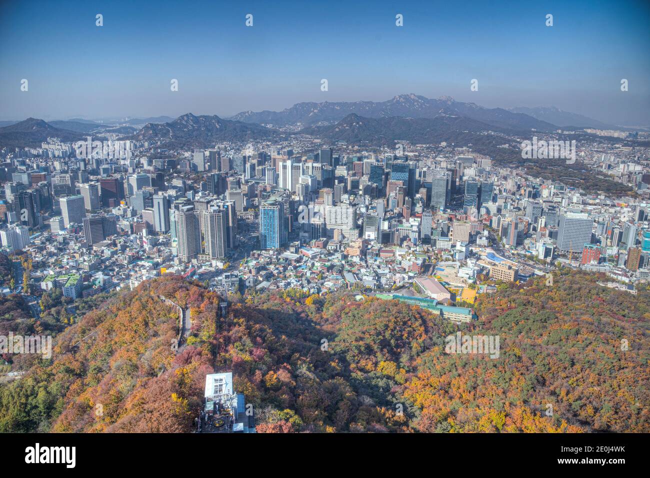 SEOUL, KOREA, NOVEMBER 7, 2019: Aerial view of downtown seoul from ...