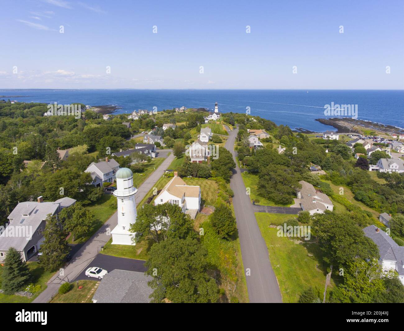 Aerial view of Cape Elizabeth Lights, also known as Two Lights, at the ...