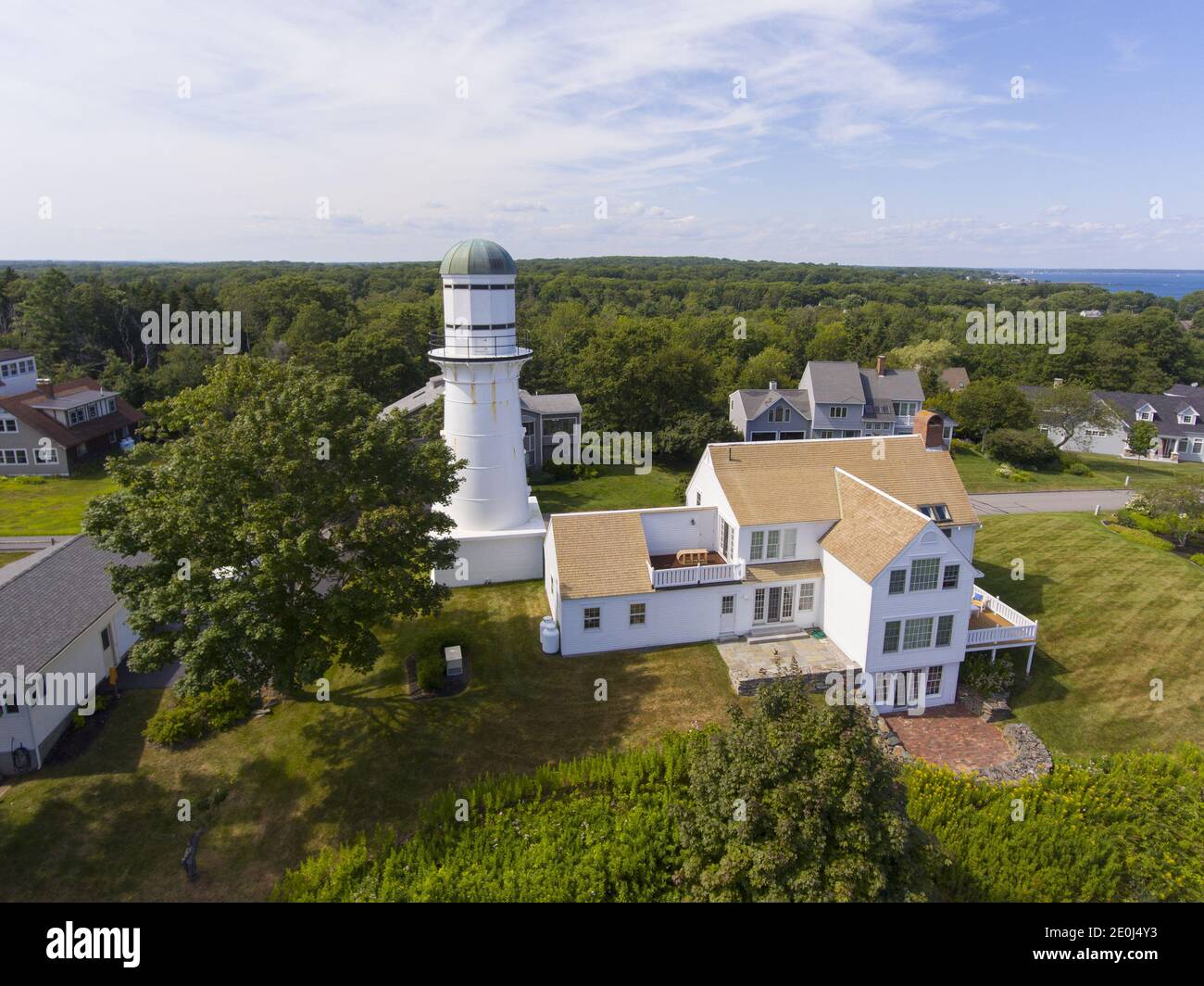 Aerial view of Cape Elizabeth Lights, also known as Two Lights, at the ...