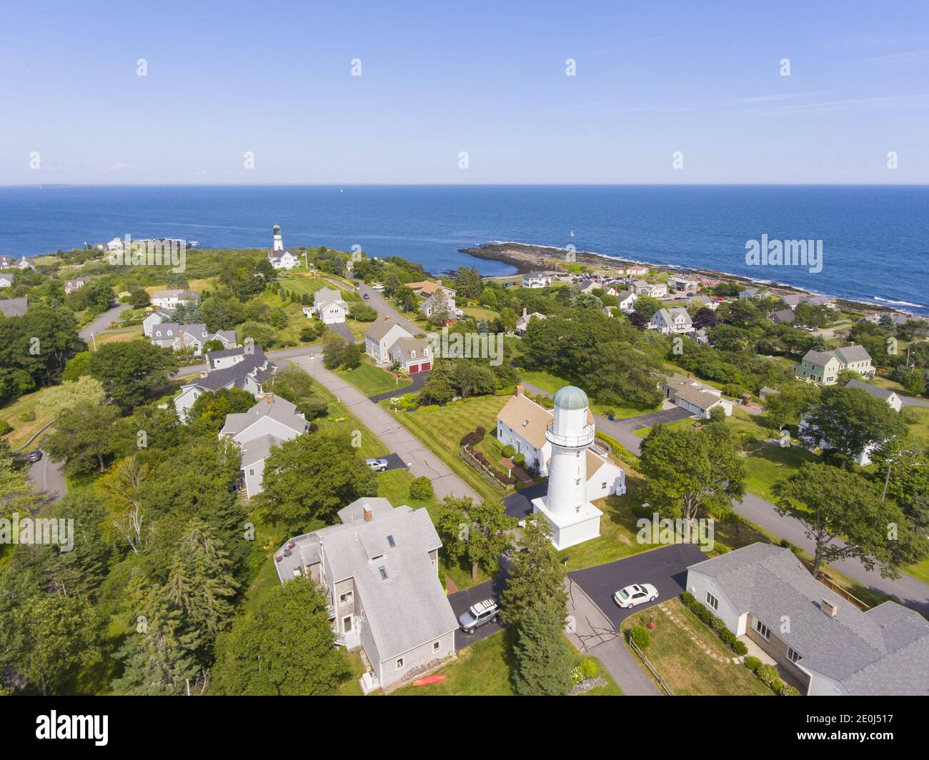 Aerial view of Cape Elizabeth Lights, also known as Two Lights, at the ...