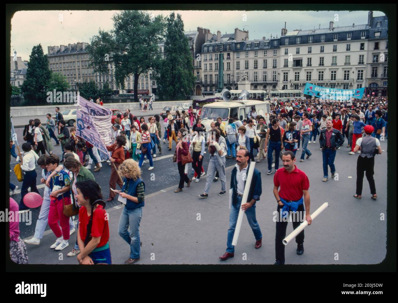 Paris, France, Large Crowd of People, Marching on Street, Gay Pride ...