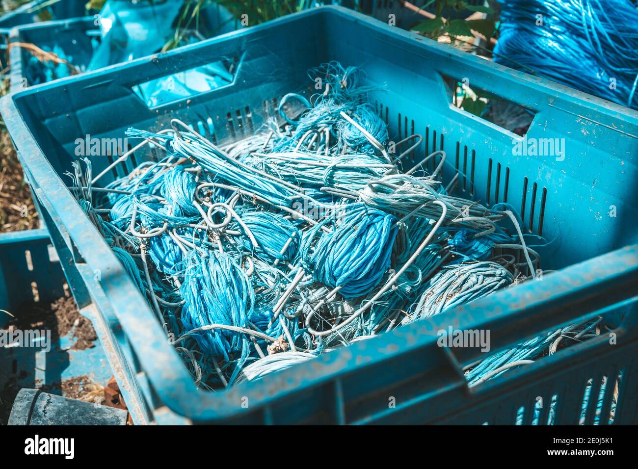 rope in a crate at the farm yard Stock Photo - Alamy
