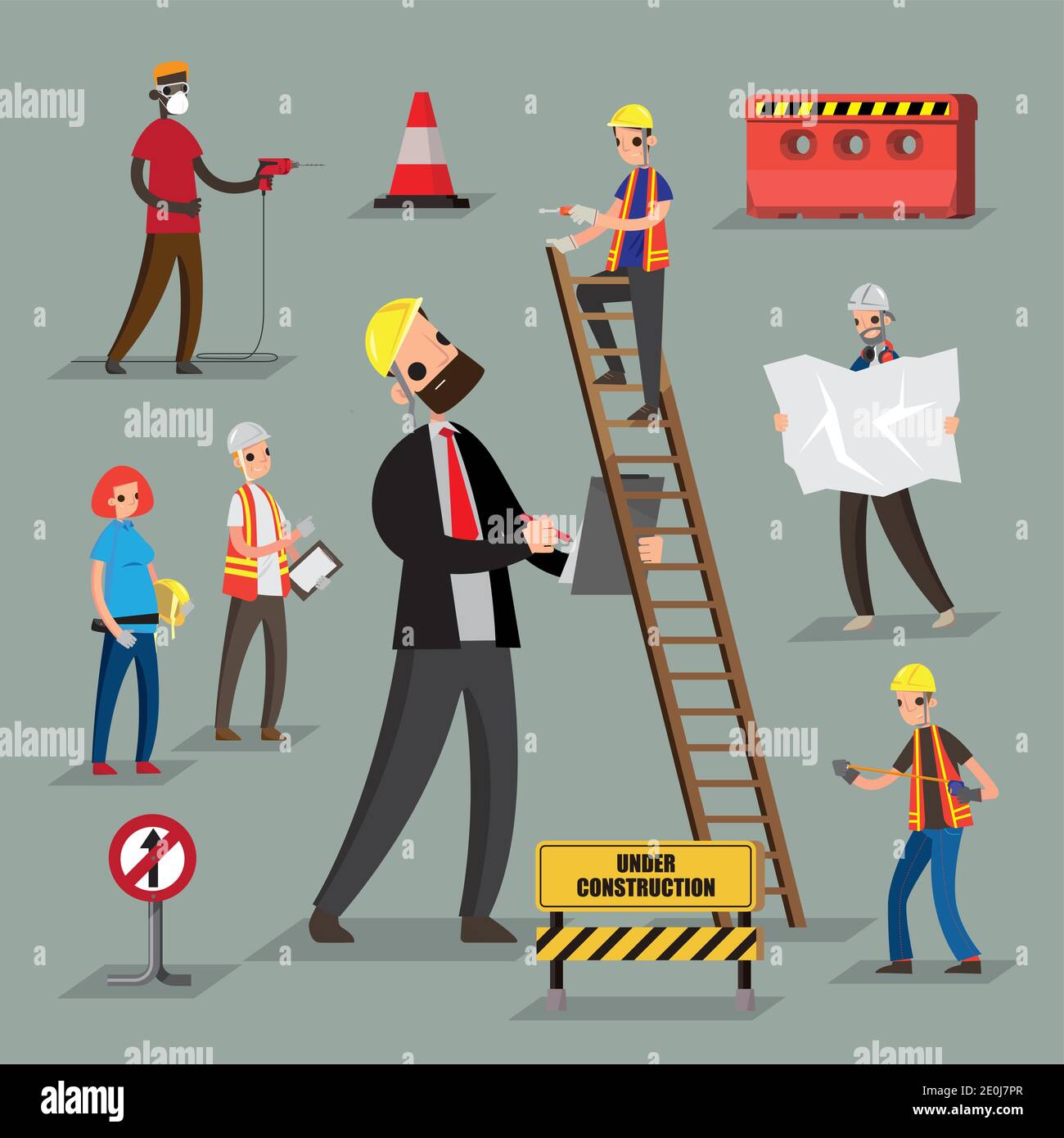 A set of graphic people of construction workers Stock Vector Image ...