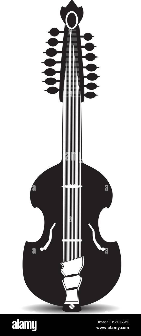 Vector illustration of black and white viola guitar Stock Vector Image ...