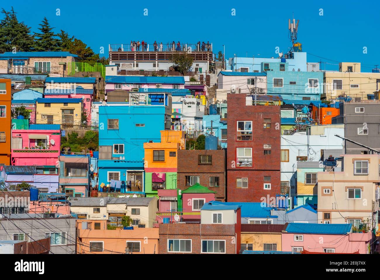 BUSAN, KOREA,OCTOBER 30, 2019: Colorful facades of houses at Gamcheon ...