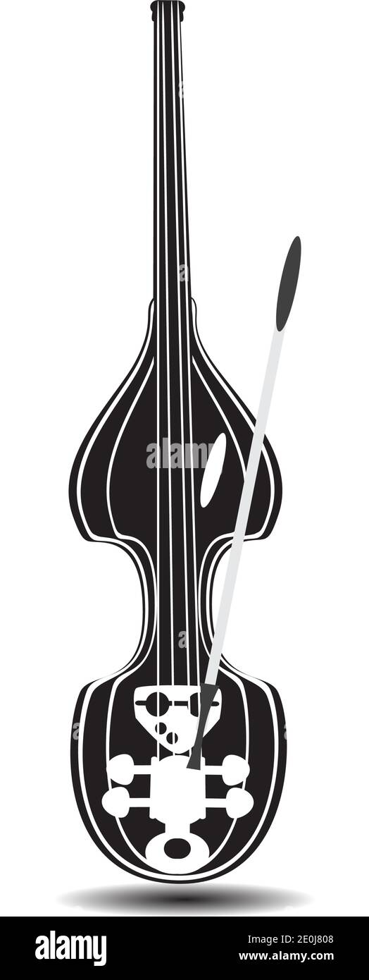 Vector black and white illustration of electric double bass Stock ...