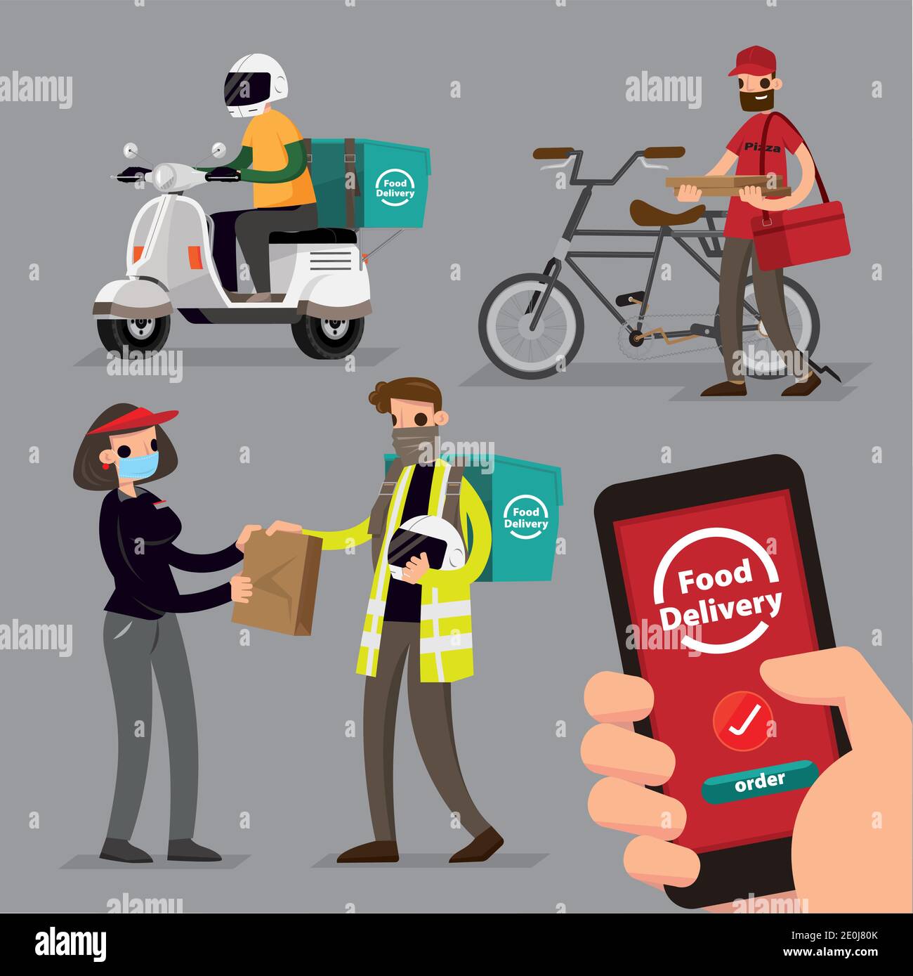 Vector graphic of a food delivery man Stock Vector Image & Art - Alamy