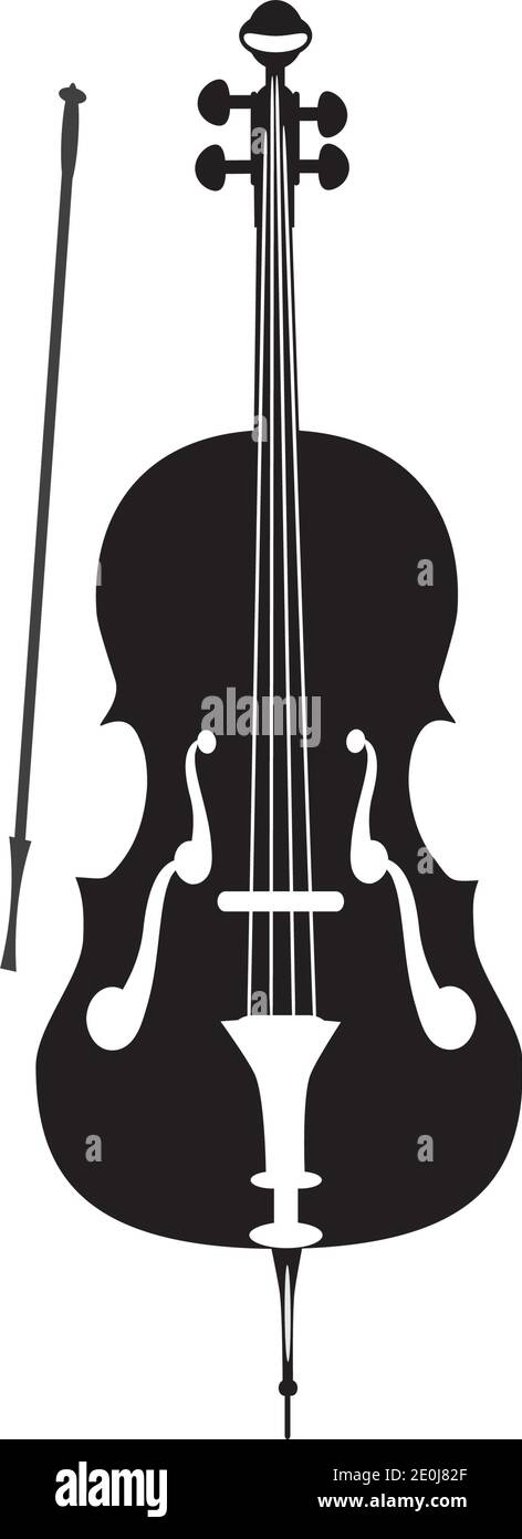 Vector black and white illustration of cello Stock Vector Image & Art ...