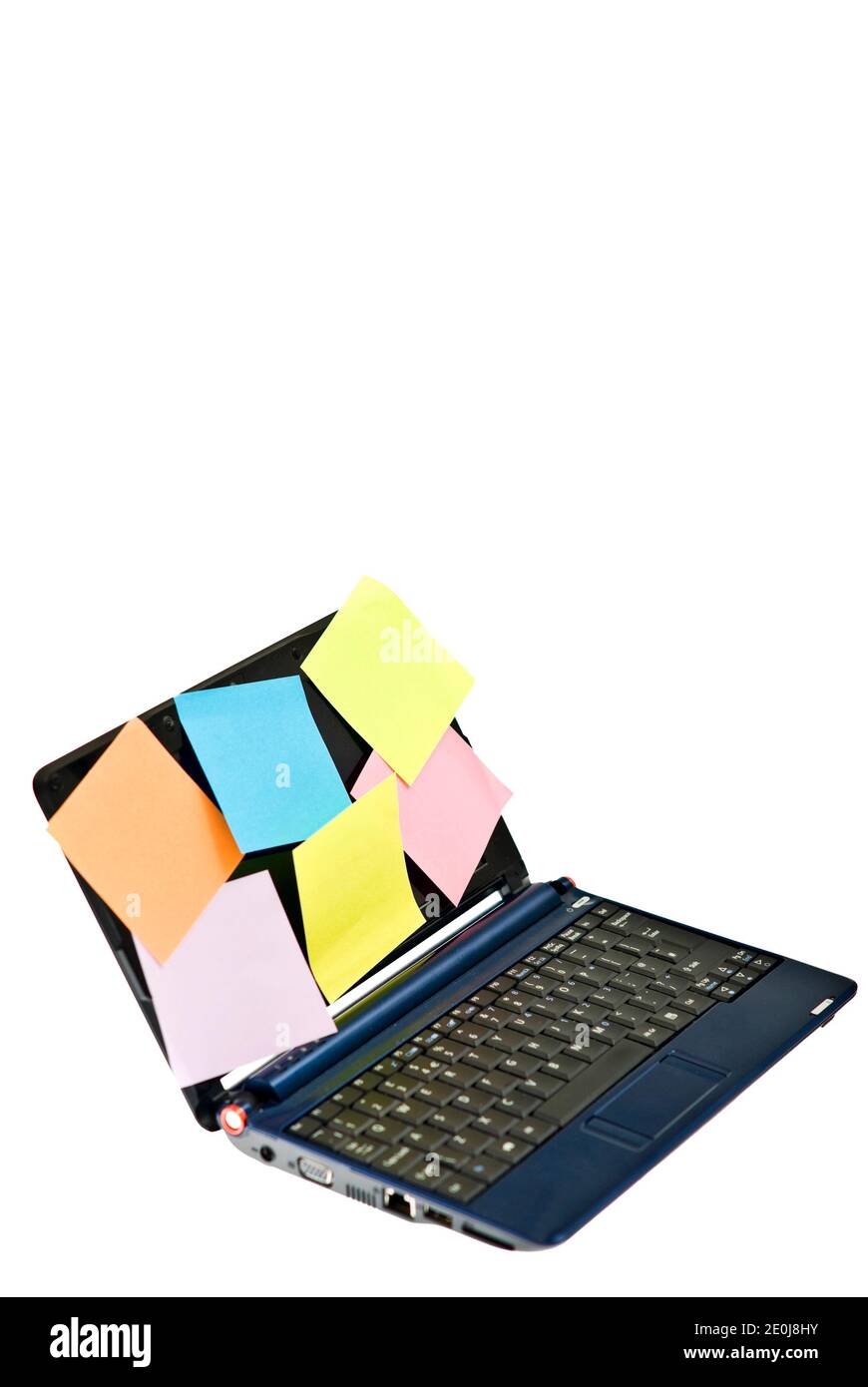 Laptop computer and memo note Cut Out Stock Images & Pictures - Alamy