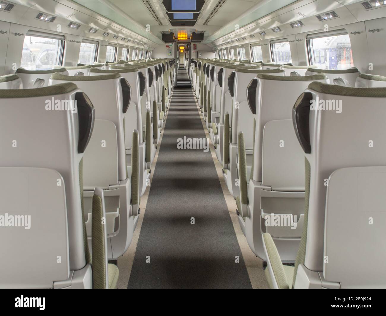 Warsaw, Poland - October 20, 2017: Interior of empty railway carriage ...