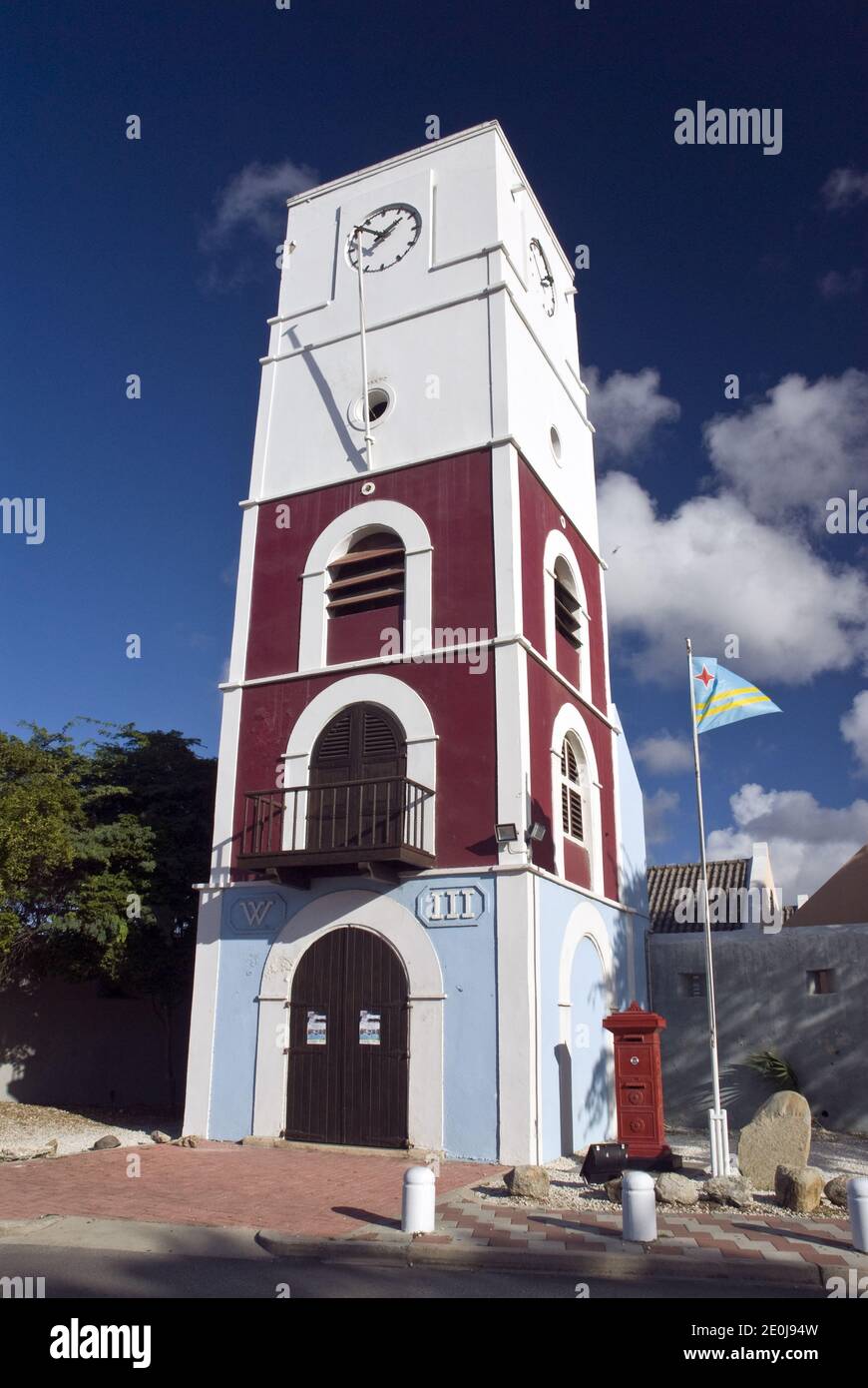 The Willem III Tower at Fort Zoutman in Oranjestad, Aruba Stock Photo ...