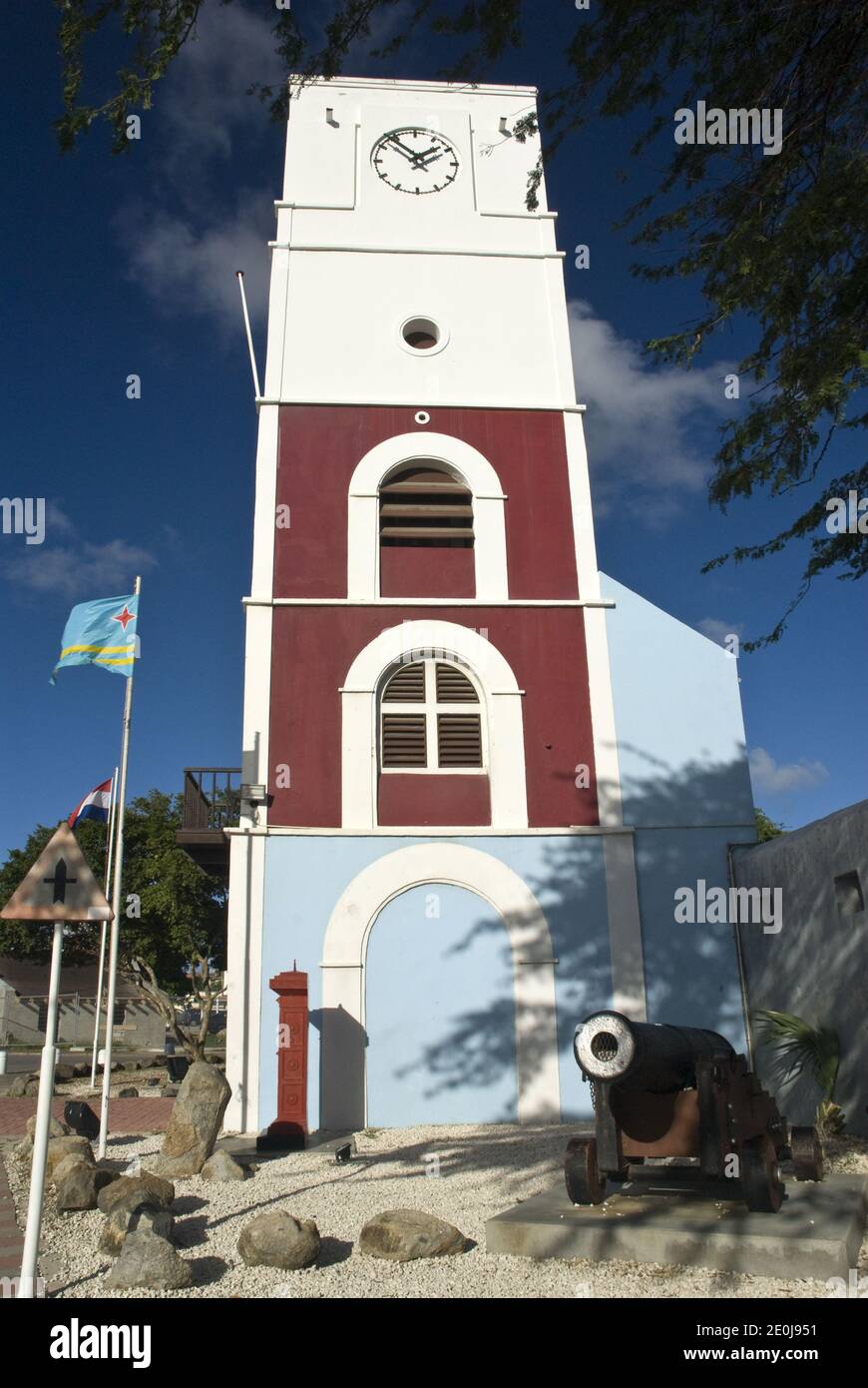 The Willem III Tower at Fort Zoutman in Oranjestad, Aruba Stock Photo ...