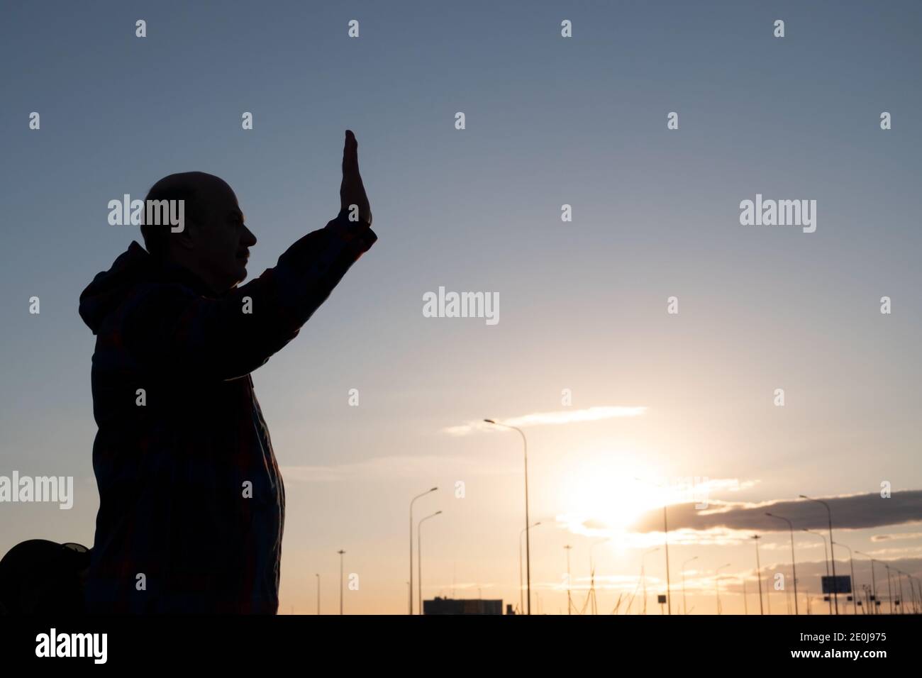 Waving Goodbye Silhouette Silhouette Of A Man Waving His Hand.
