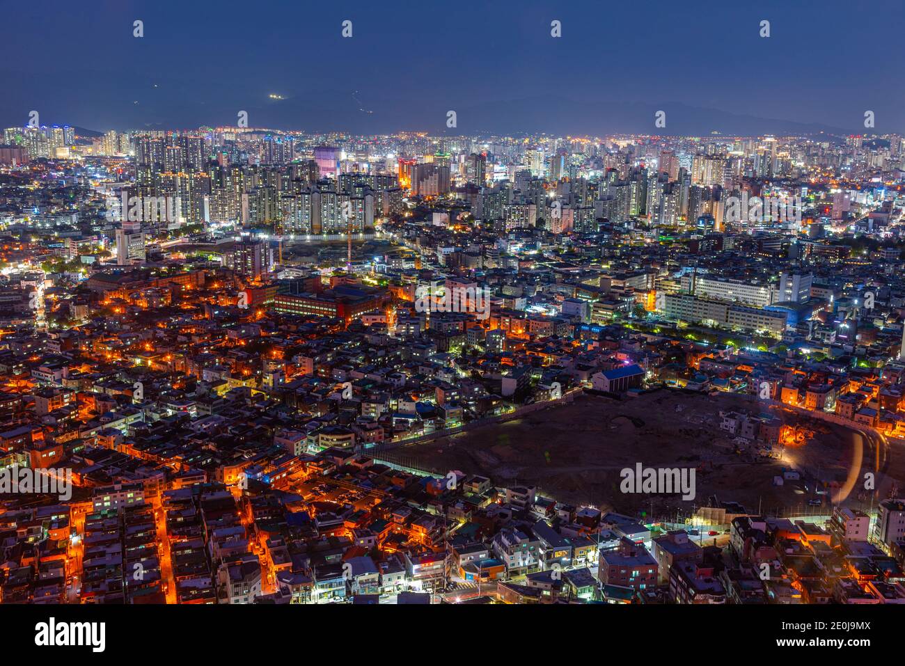 DAEGU, KOREA, OCTOBER 28, 2019: Night aerial view of downtown Daegu ...