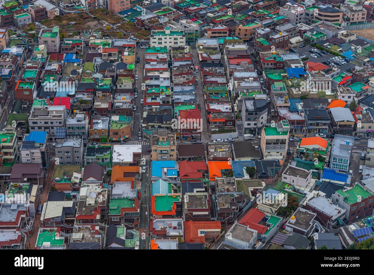 DAEGU, KOREA, OCTOBER 28, 2019: Sunset aerial view of downtown Daegu ...
